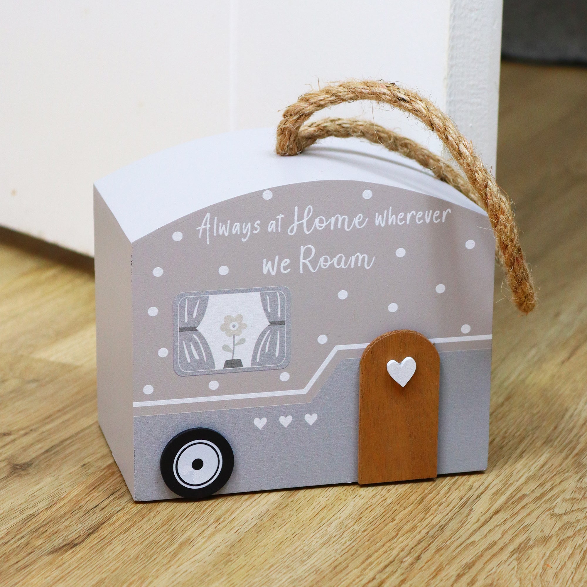 Darthome Dark Grey Caravan Doorstop Always At Home Wherever We Roam – Darthome Limited