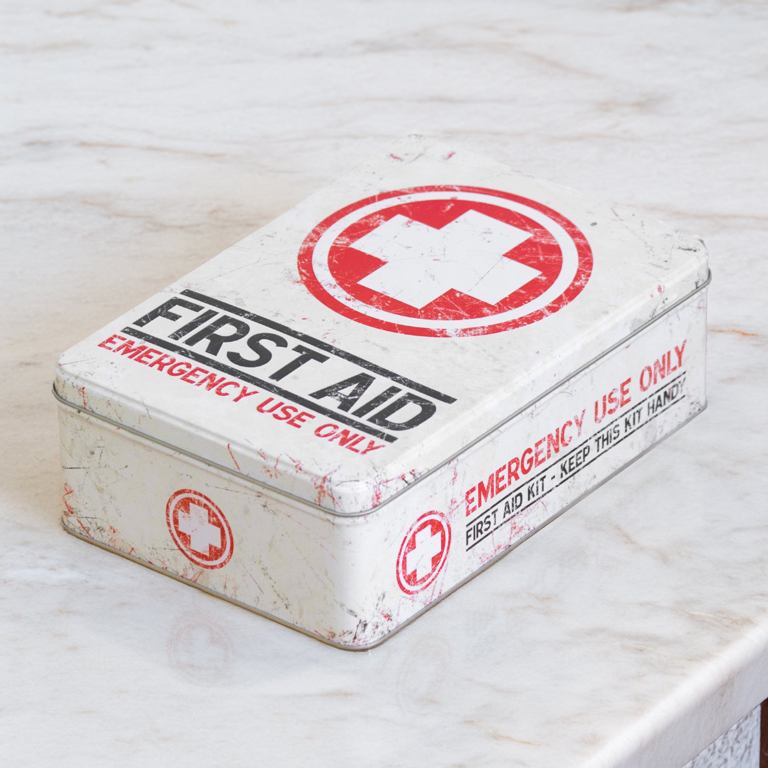 Darthome White First Aid Flat Tin Box , 23.5x16x17.5cm 2.5 Litre ...