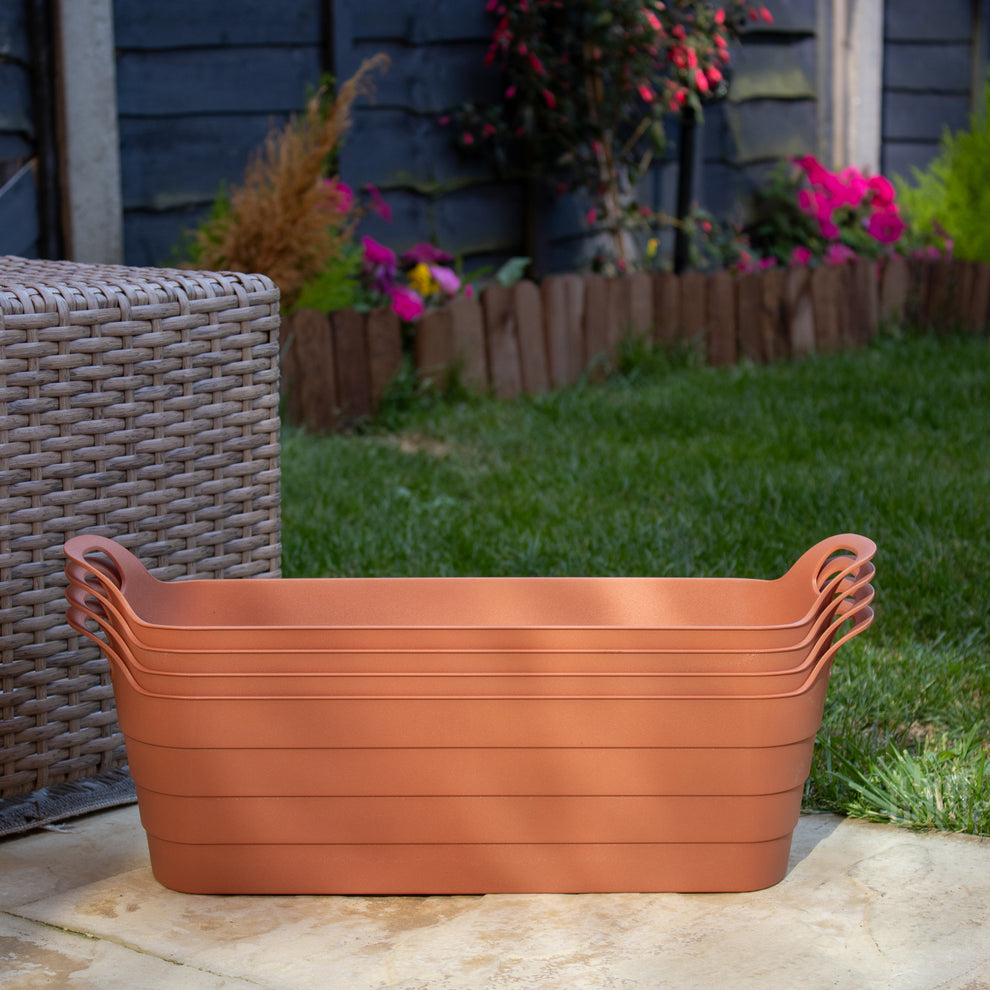 Darthome Set Of 4 Terracotta Plastic Trough Planters 44x15x13.5cm ...