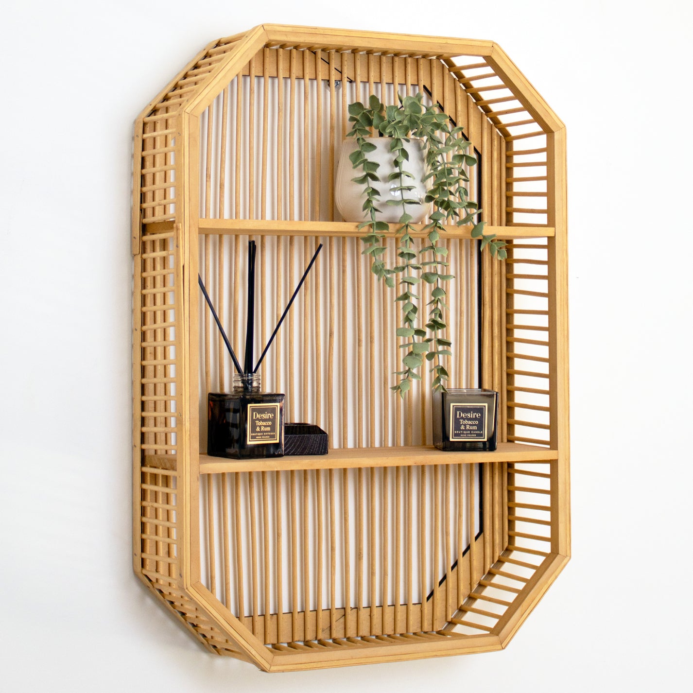 Darthome 2 Tier Bamboo Octagonal Wall Shelf 44x62x12cm – Darthome Limited