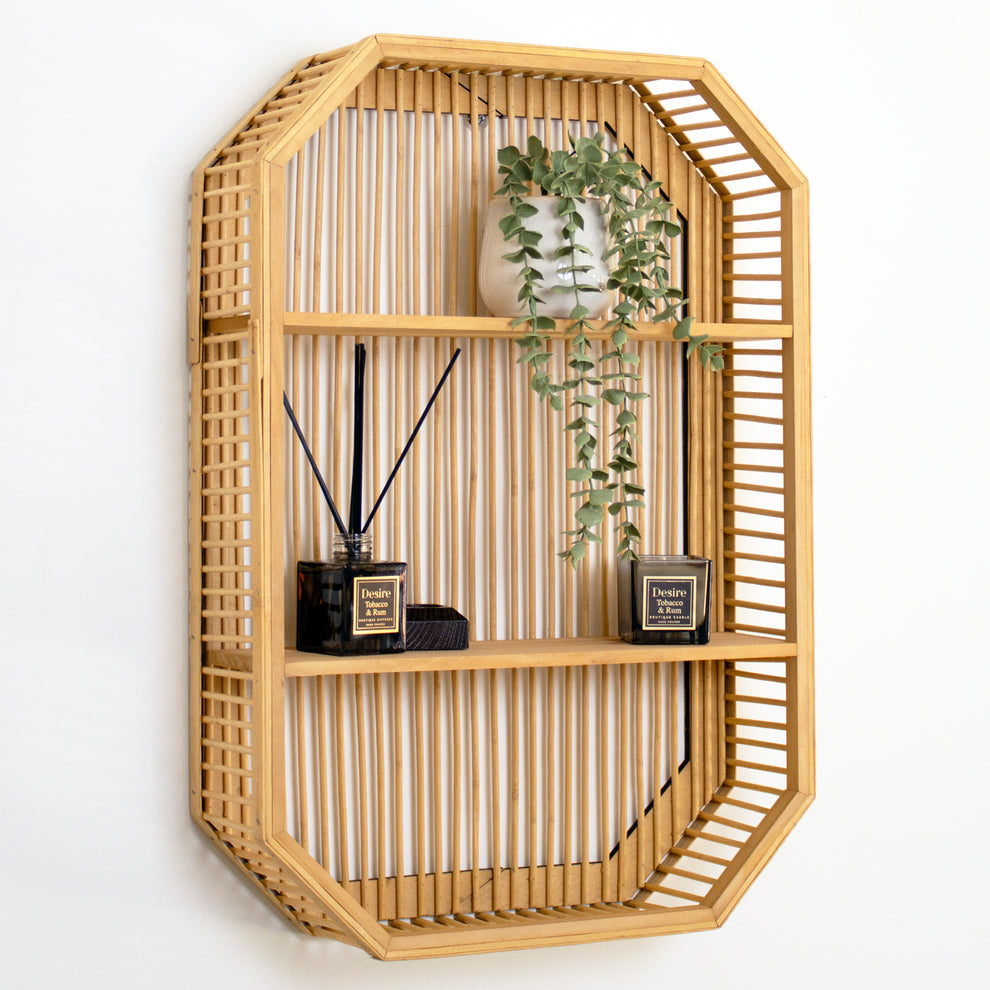 Darthome 2 Tier Bamboo Octagonal Wall Shelf 44x62x12cm – Darthome Limited