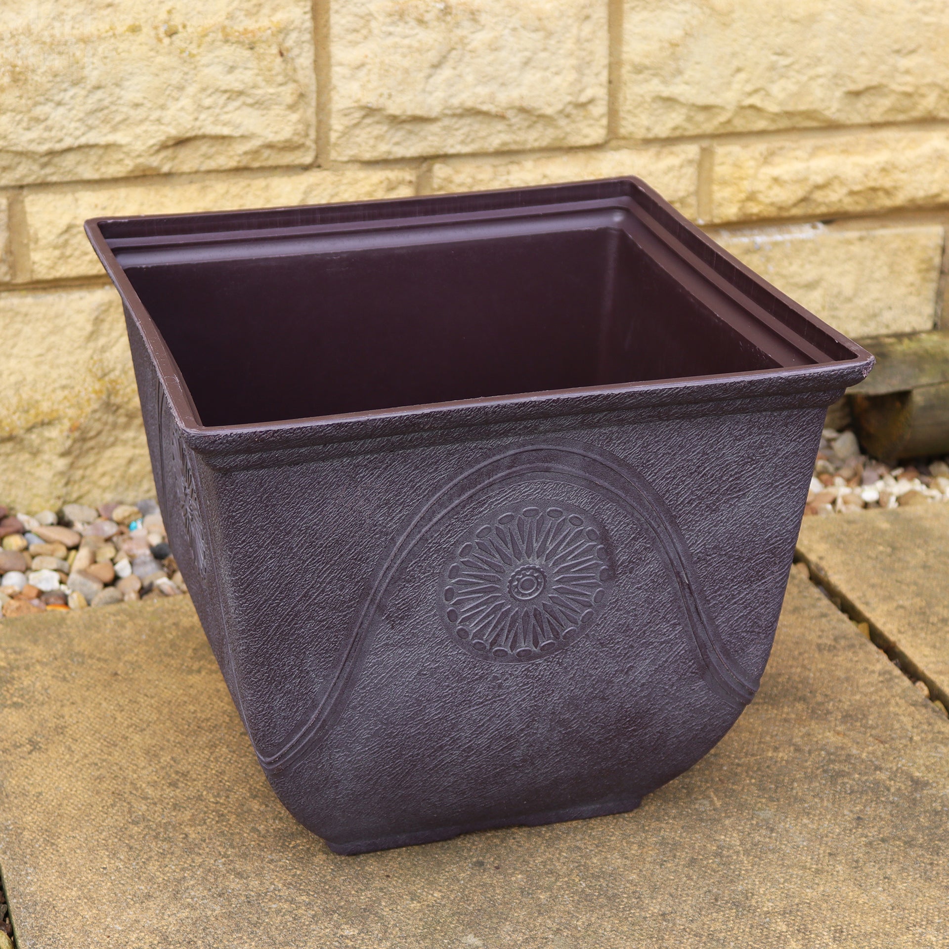 Darthome Antique Slate Large Square Garden Planter With Drainage 25L