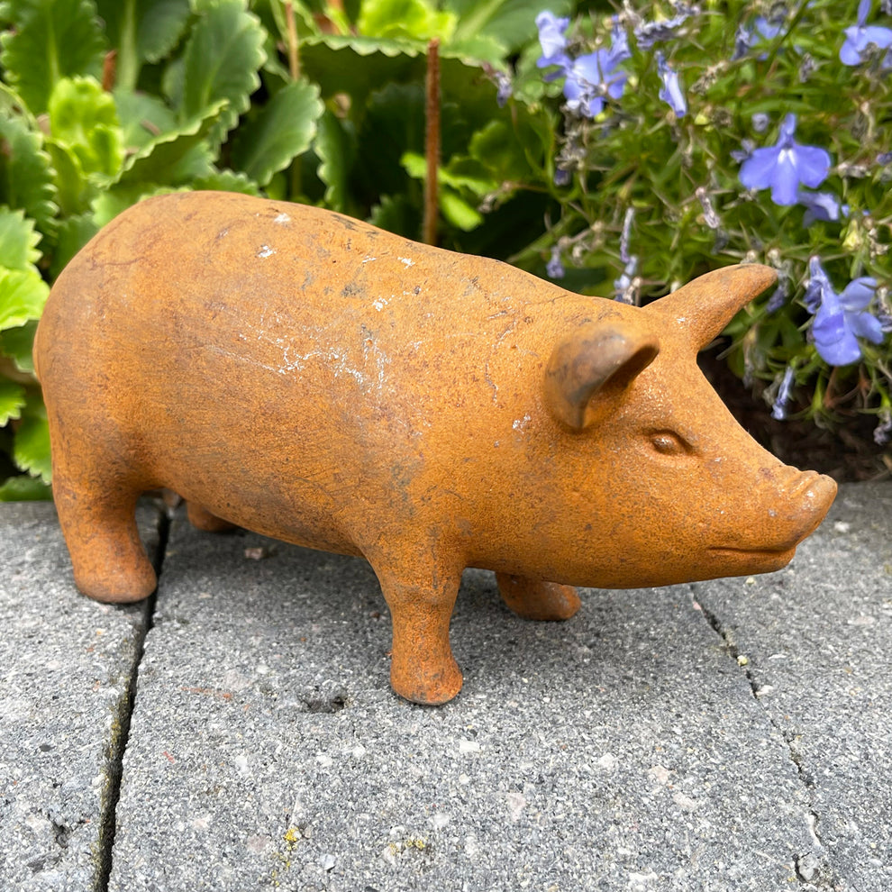 Darthome Rust Cast Iron Pig Garden Statue 16cm – Darthome Limited